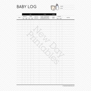 Printable Baby Tracker: Log for Parents, Nanny, Daycare, In-home ...