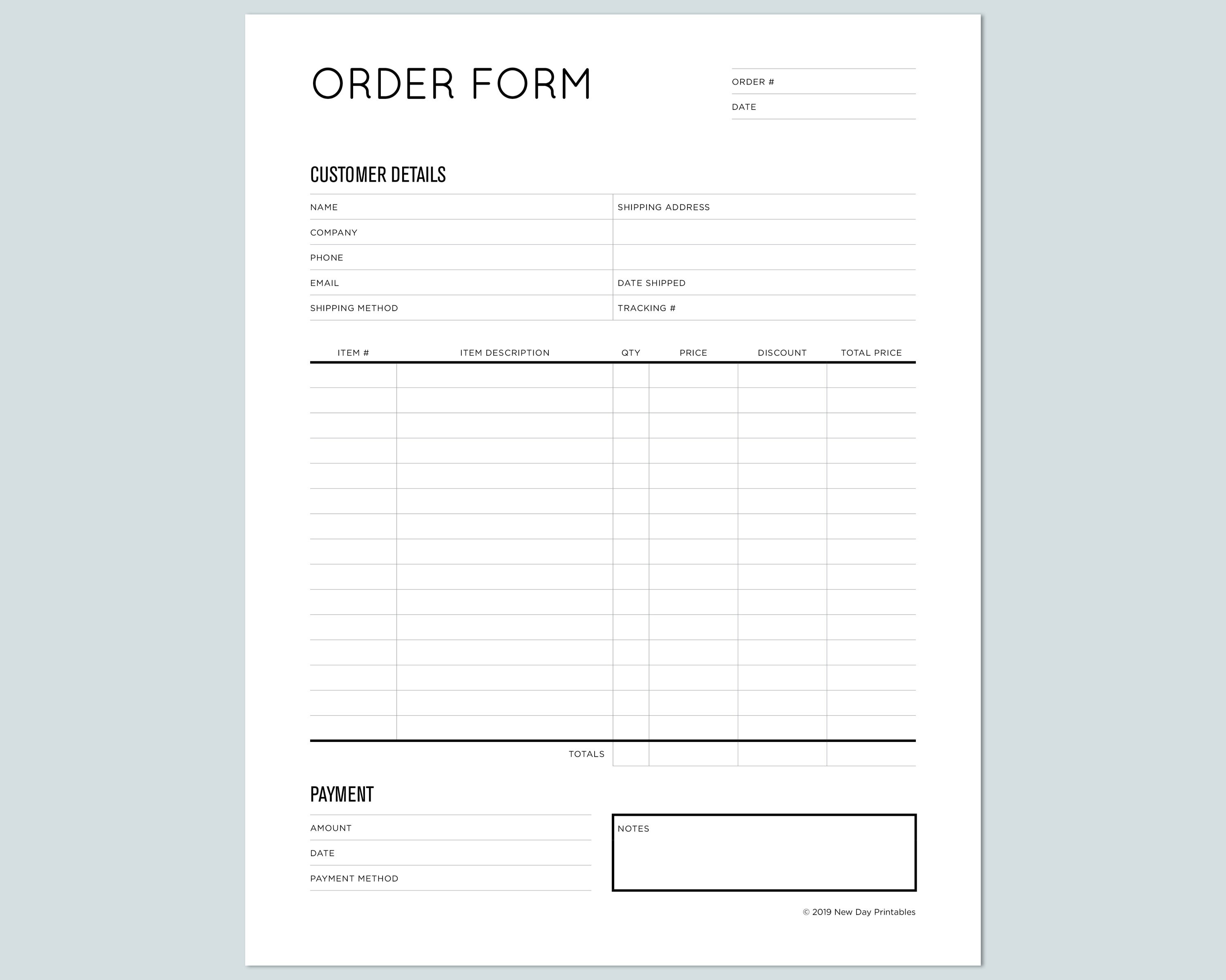 Small Business Order Form. Printable Instant Download. - Etsy UK