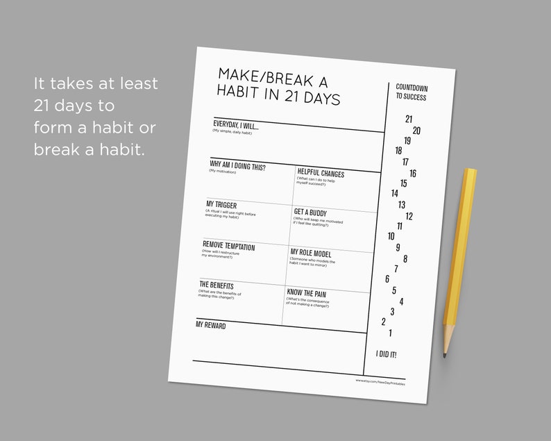 21-day Habit Tracker Printable: Habit Maker & Breaker (digital Download ...