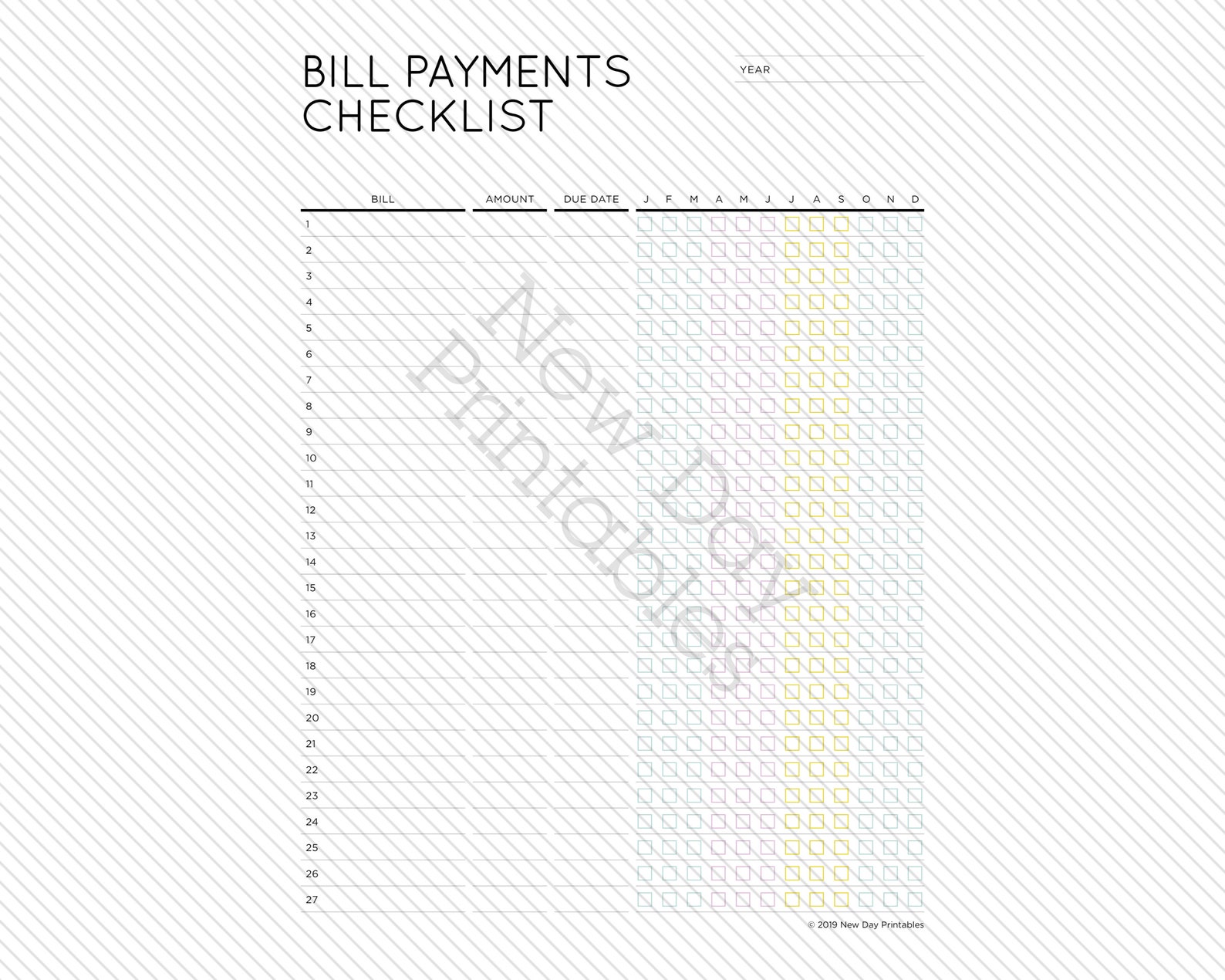 Bill Payments Checklist (2 Versions) for Monthly, Quarterly, Semi ...