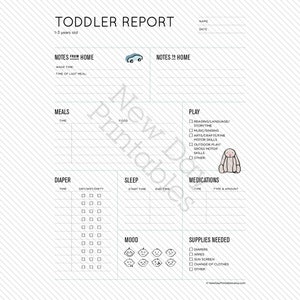 Toddler Report: Daily Toddler Schedule for Nanny, Daycare, In-home ...