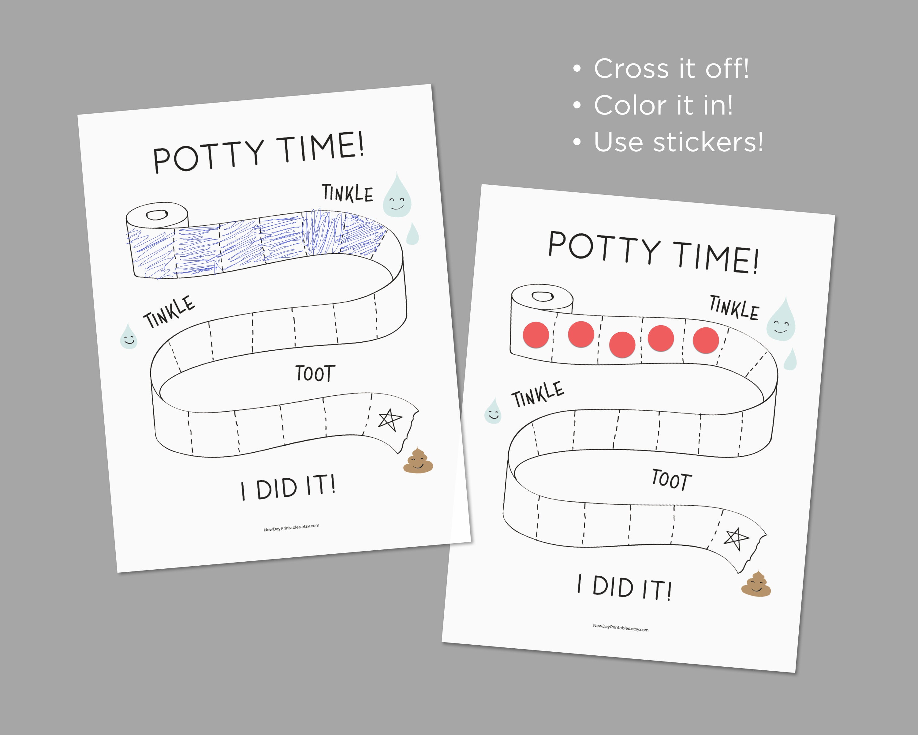 Potty Time: Potty Training Chart for Toddlers. Printable, Instant ...
