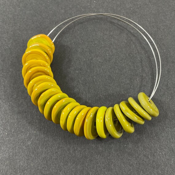 Set of 20 Variegated Mustard Green/yellow Freeform Artisan | Etsy