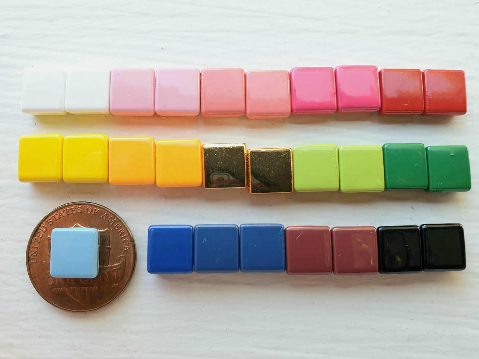 5 Pcs 8x8mm Enamel Tile Beads 2 Hole in Square Shape Tila | Etsy