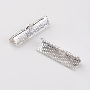 20/50pcs, 25x8x5mm, Iron Ribbon Ends Crimps in Silver for DIY Jewelry ...
