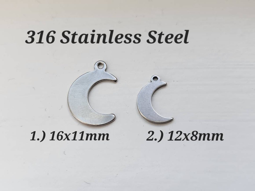 6 Pcs, 316 Stainless Steel, Crescent Moon ,charm, Pendant for DIY Jewelry and Accessory Making ...