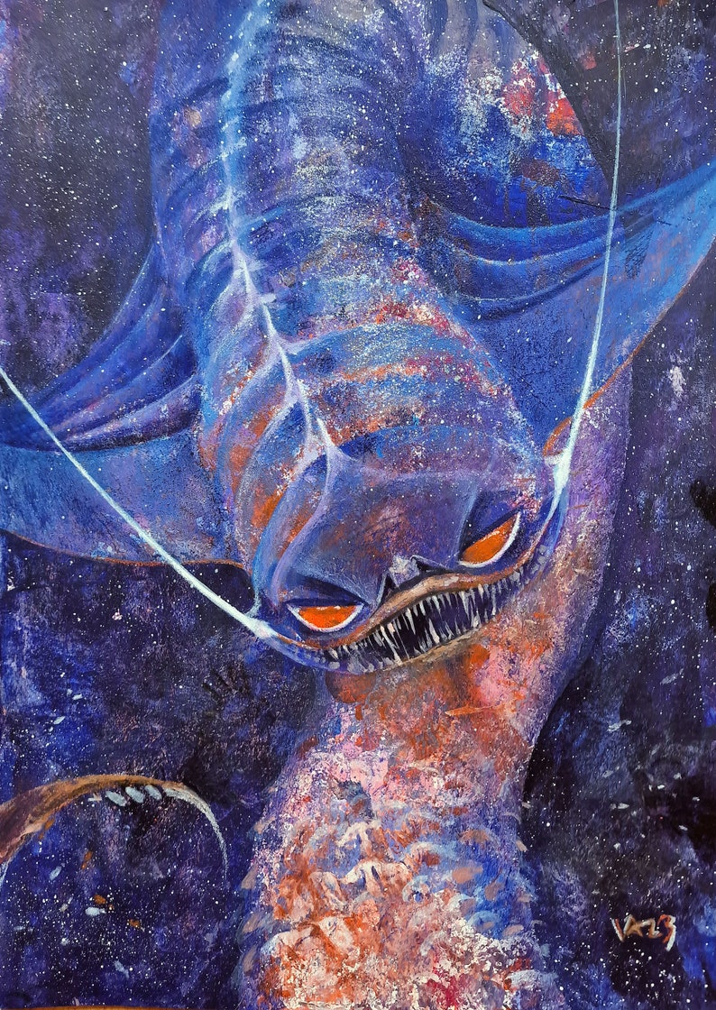 Leviathan Fantasy Abyssal Creature Serpentine Beast Mystic Depths Ocean ...