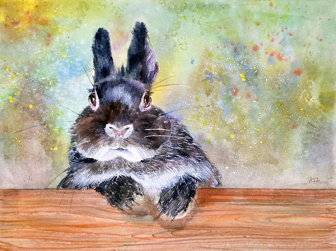 Symbol of 2023 Black Rabbit Watercolor Painting Chinese New Year Pretty ...