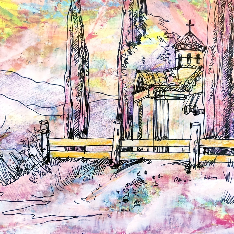 Church Acrylic Painting - Etsy