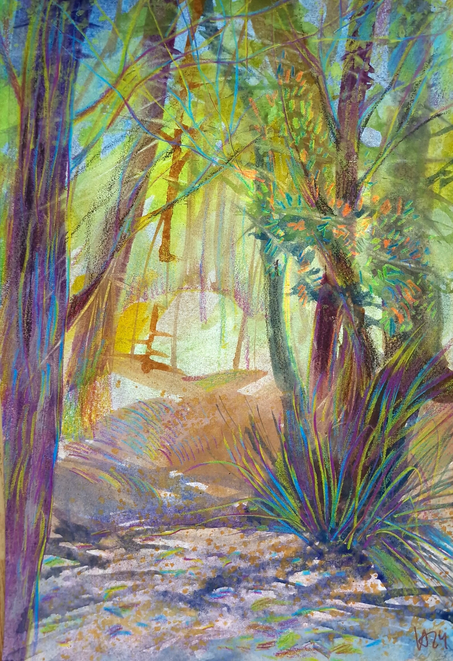Green Trees Original Watercolor Cyprus Pine Forest Natural Scene Cyprus ...