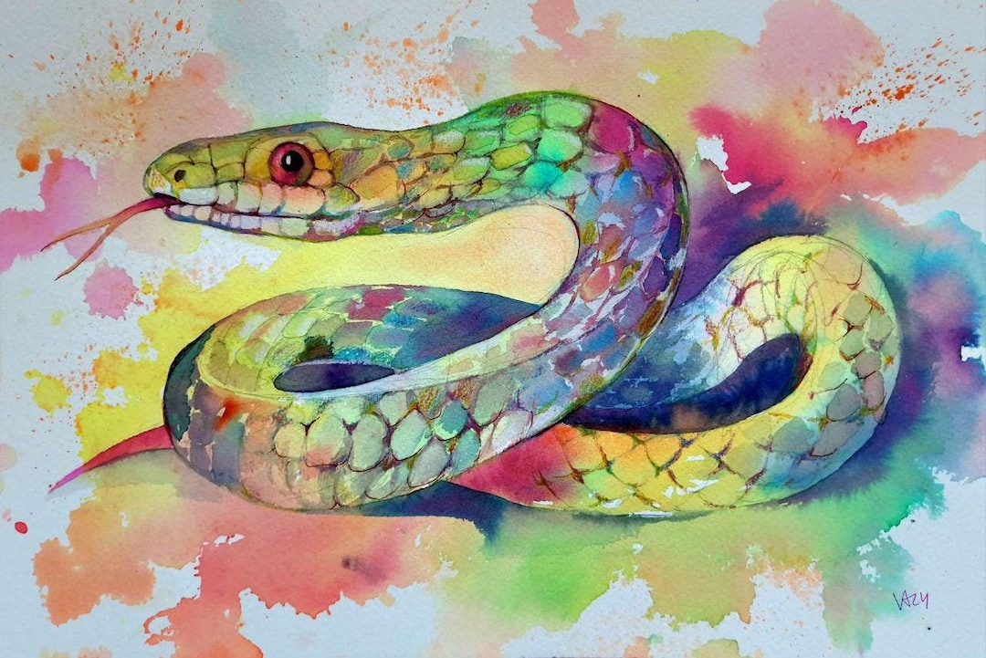Colorful Snake Bright Reptile Rainbow Scales Wild World Abstract Shades ...