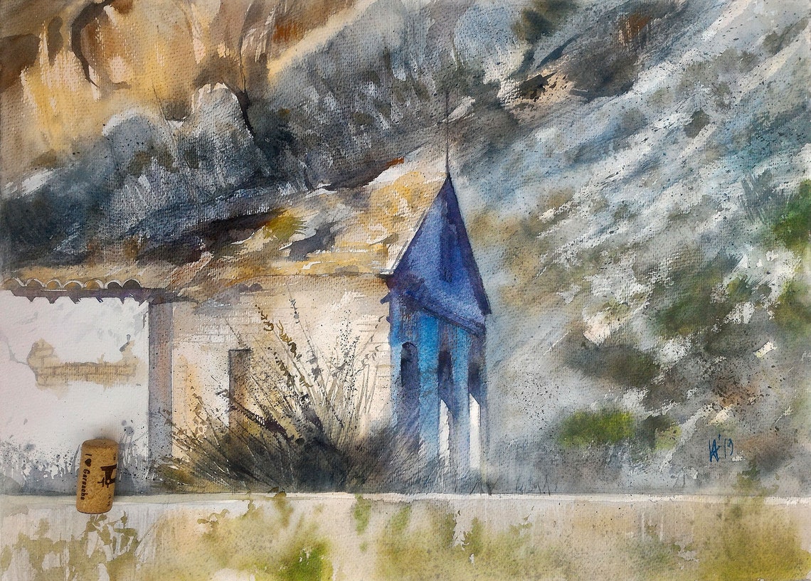 Rural Estate Original Watercolor Painting Landscape Europe - Etsy