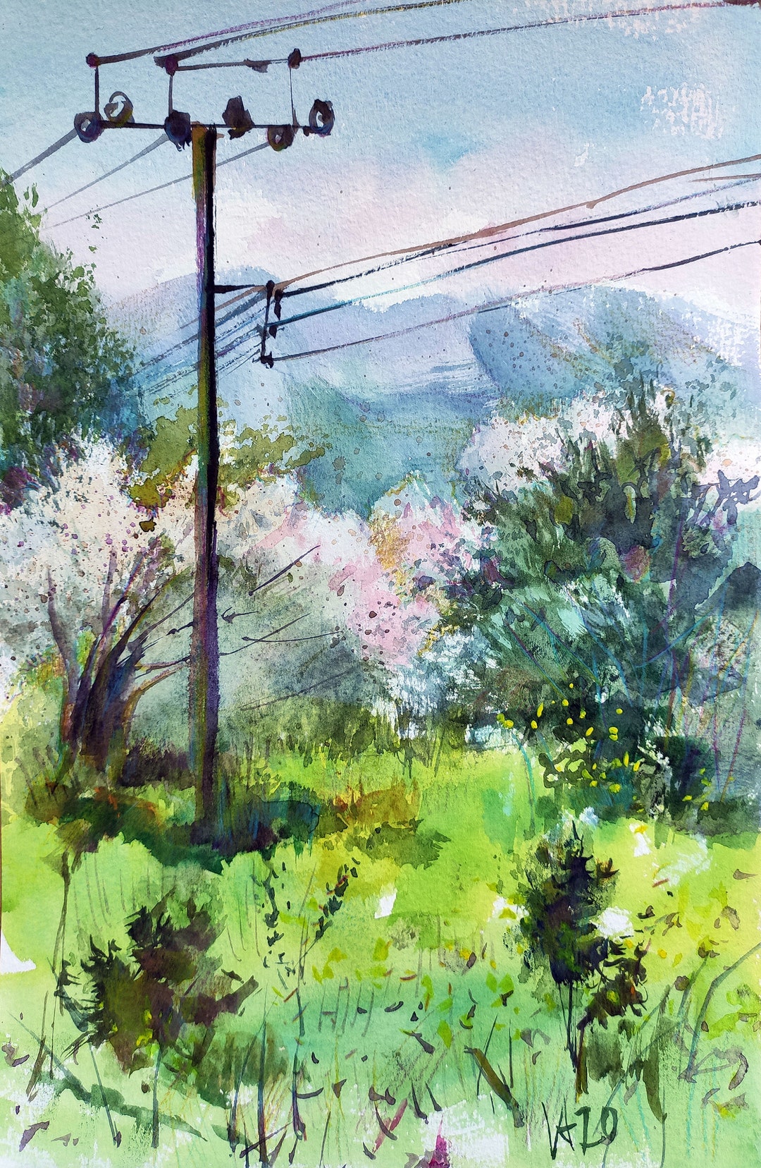 Limnatis Village Blossoming Almond Cyprus Landscape Mediterranean Art ...