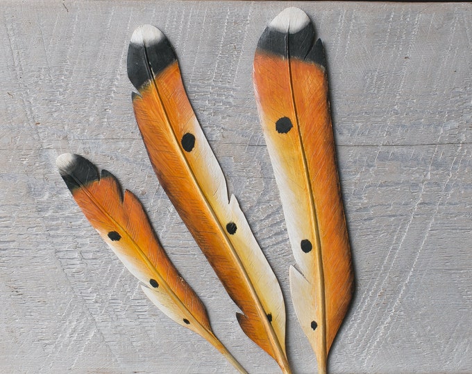 Kestrel- Hand Carved Wooden Feathers - Etsy
