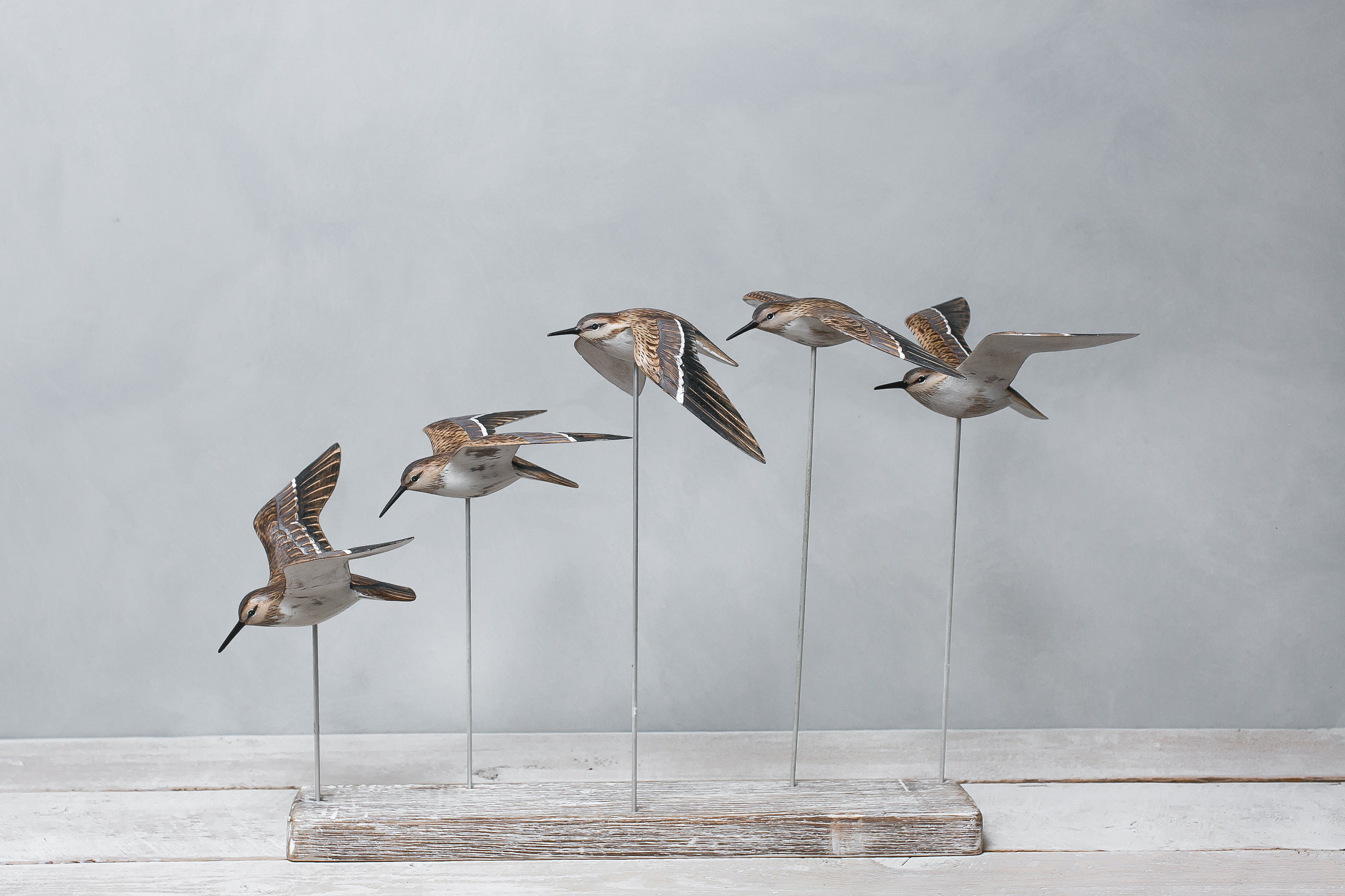 Sanderlings Flying Hand Carved Wooden Birds | Etsy