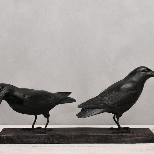 Crow 9h Hand Carved Wooden Bird - Etsy