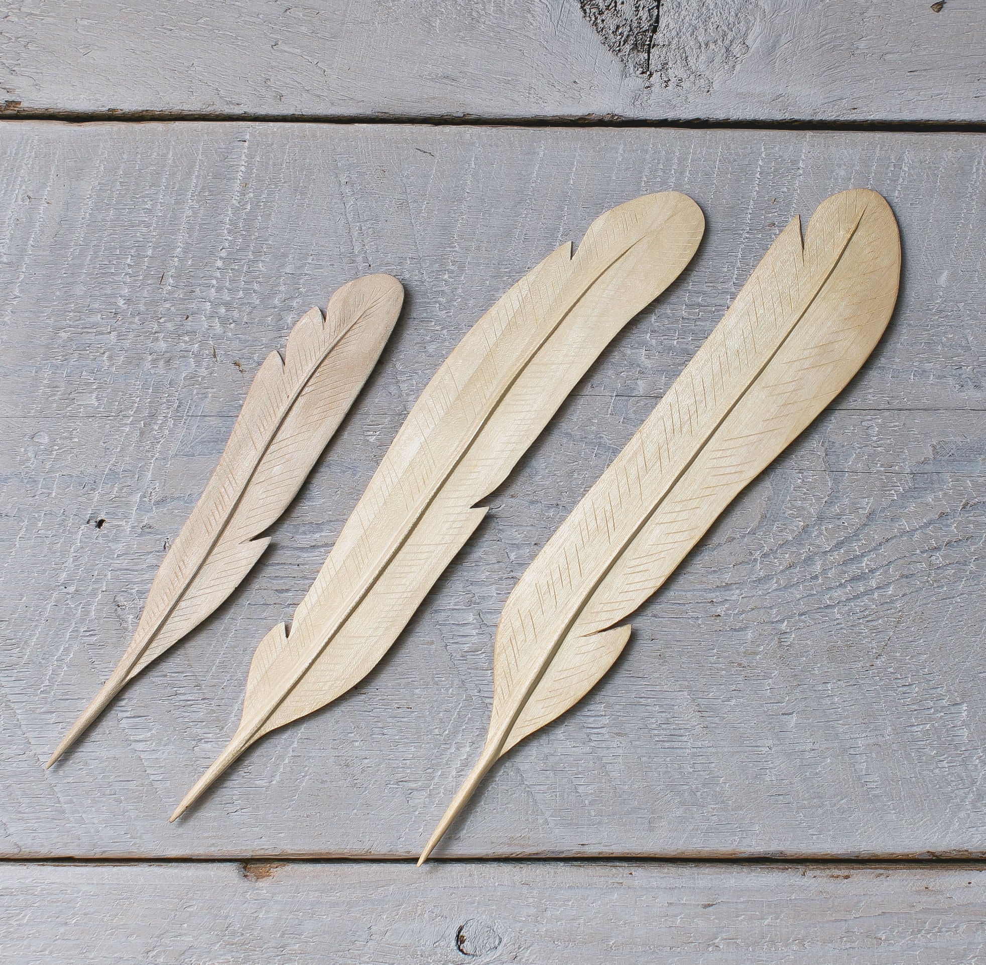 Hand Carved Wooden Feathers | Etsy