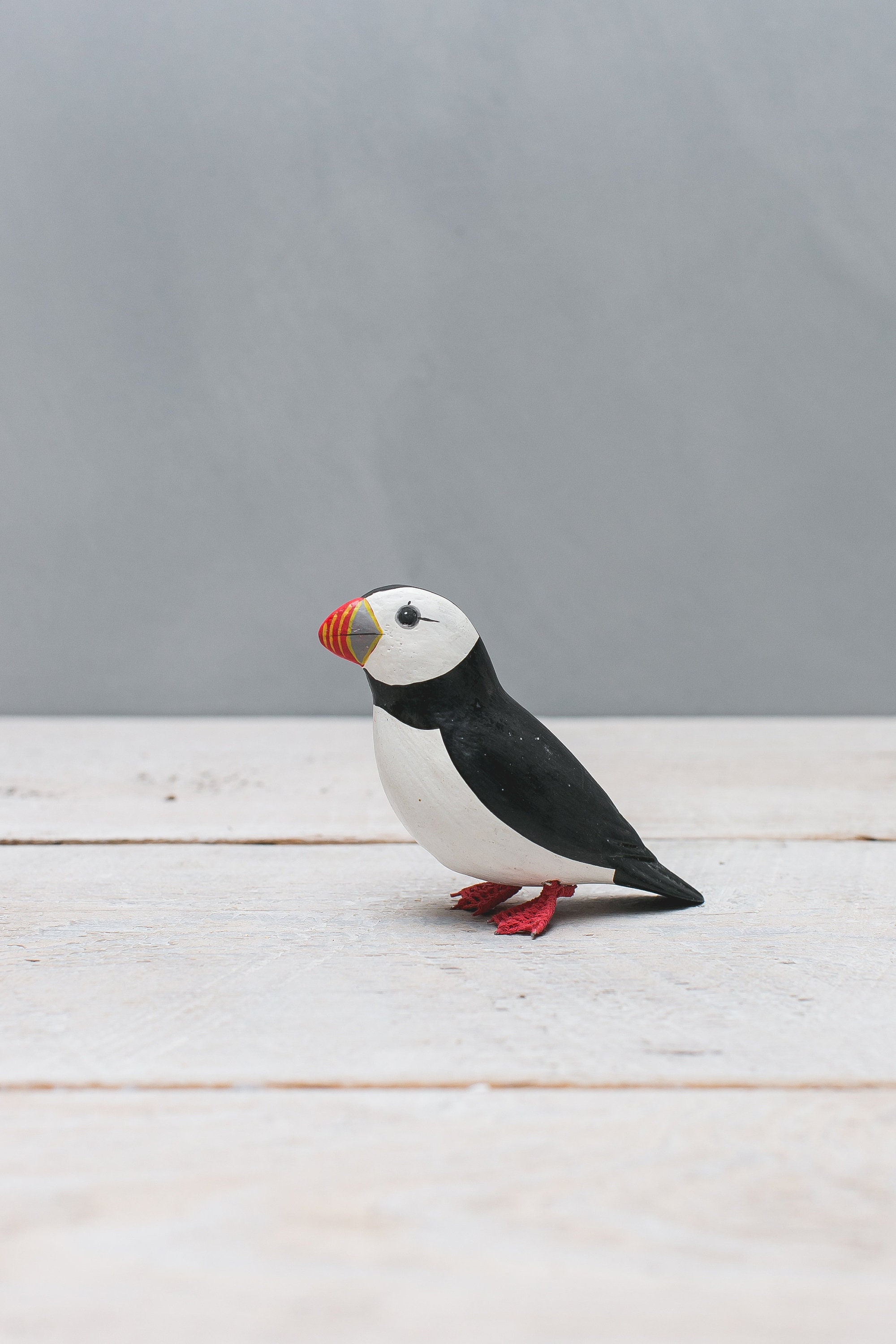 Mini Puffin Hand Carved Wooden Bird | Etsy