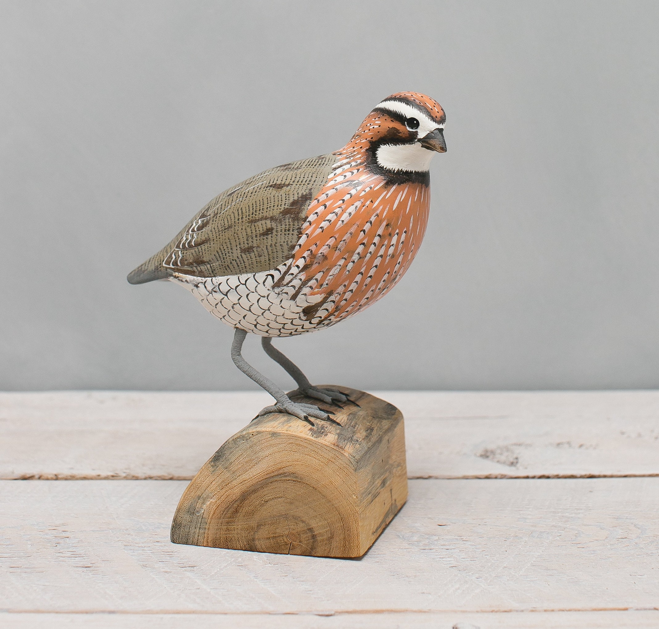 Hand Carved Wooden Bob White Quail – Standing | 9"h | Bird Sculpture ...