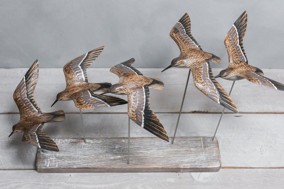 Sanderlings Flying Hand Carved Wooden Birds | Etsy