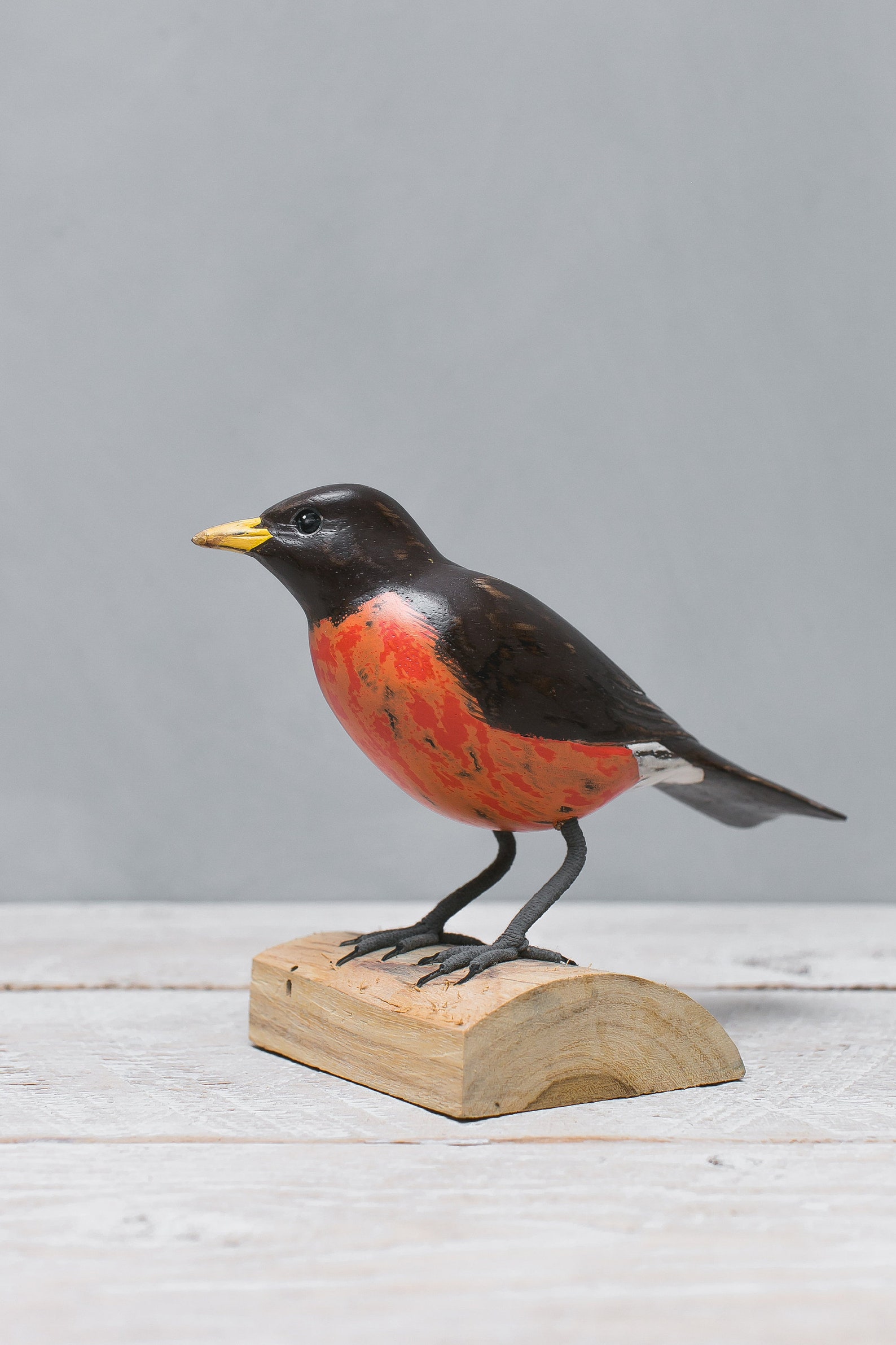 American Robin Hand Carved Wooden Bird 7h - Etsy