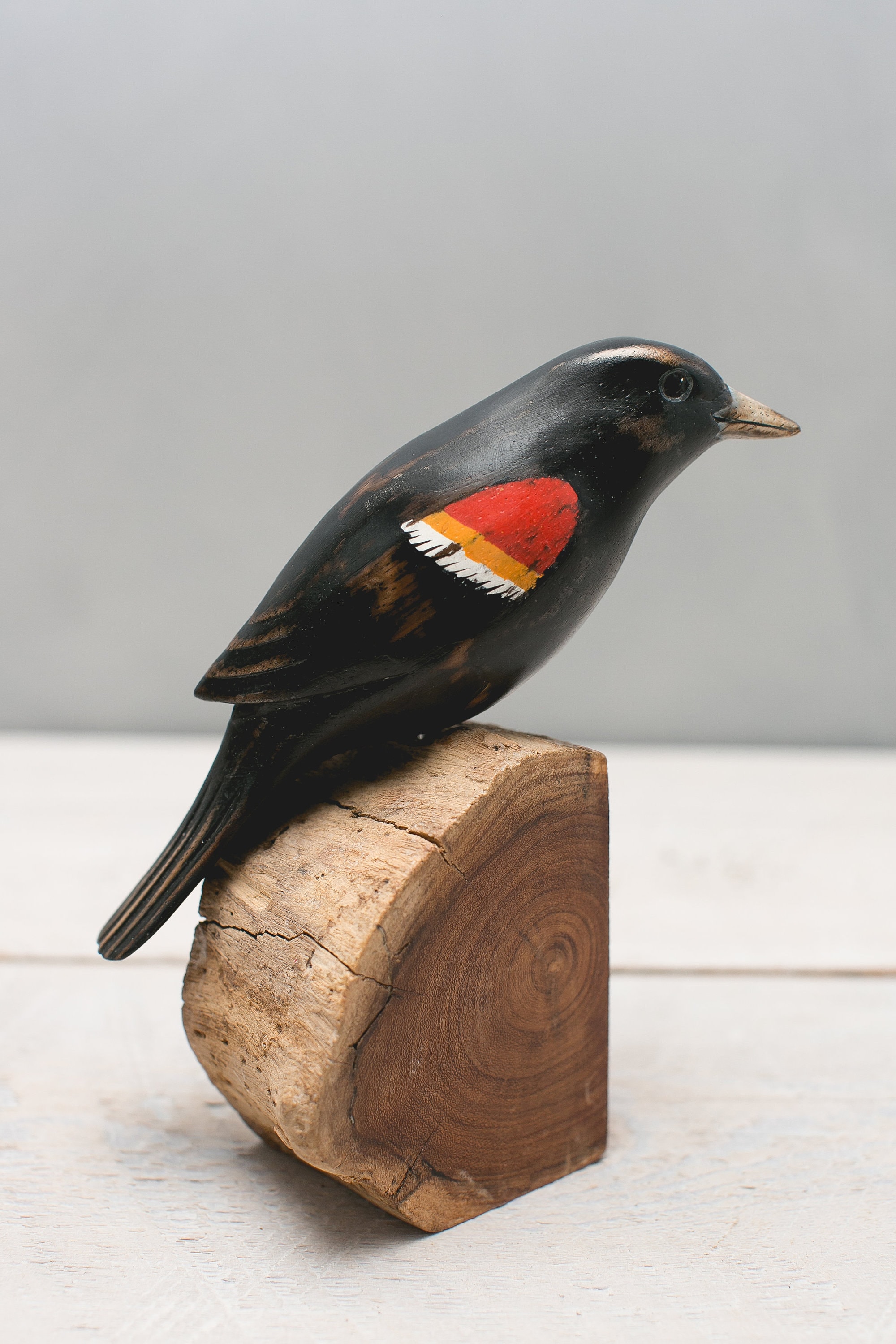 Red Winged Blackbird Hand Carved Wooden Bird - Etsy