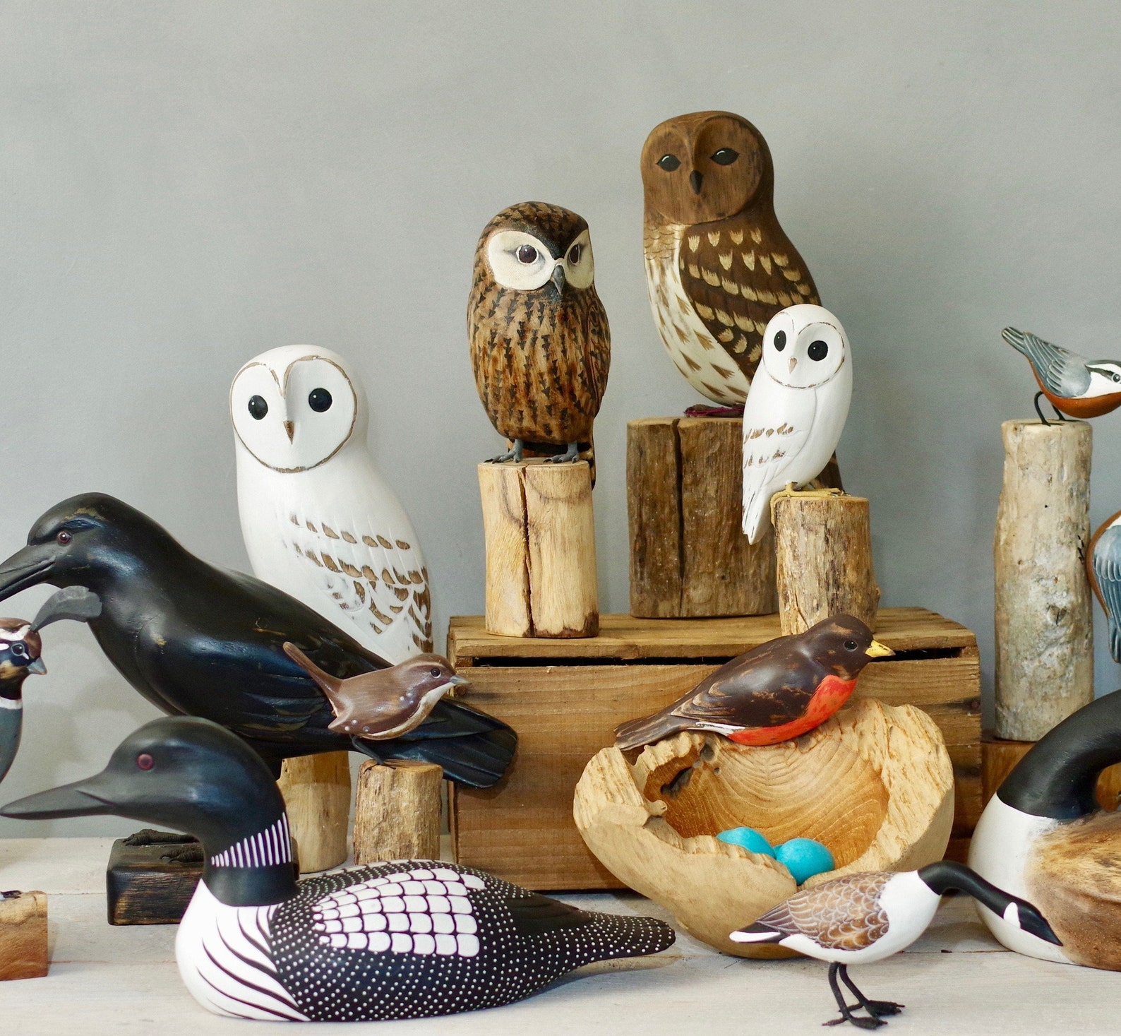 Puffin Medium 4h Hand Carved Wooden Bird | Etsy