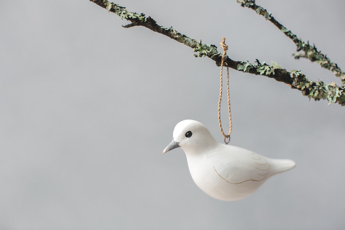 Dove Ornament Hand Carved Wooden Birds | Etsy
