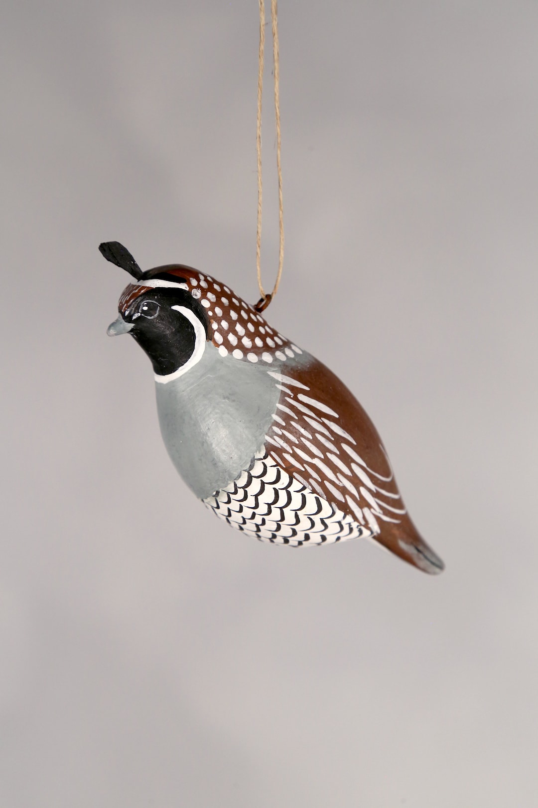 California Quail Hanging Ornament- 3"h - Hand Carved Wooden Bird - Etsy