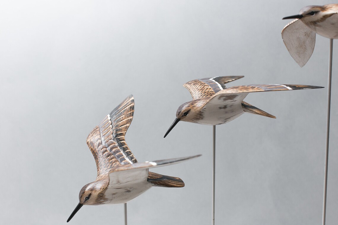 Sanderlings Flying Hand Carved Wooden Birds - Etsy