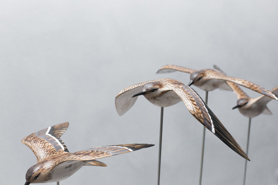 Sanderlings Flying Hand Carved Wooden Birds - Etsy