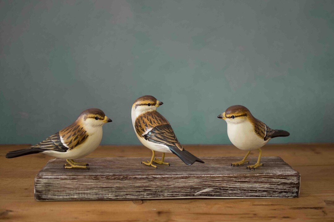 Sparrow Trio - Hand Carved Wooden Bird - Etsy