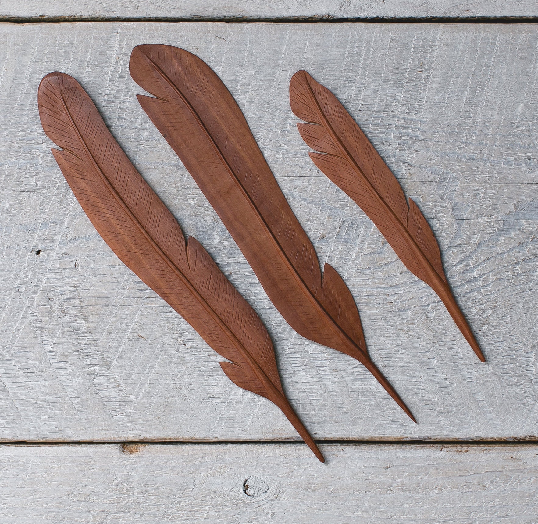 Hand Carved Wooden Feathers | Etsy
