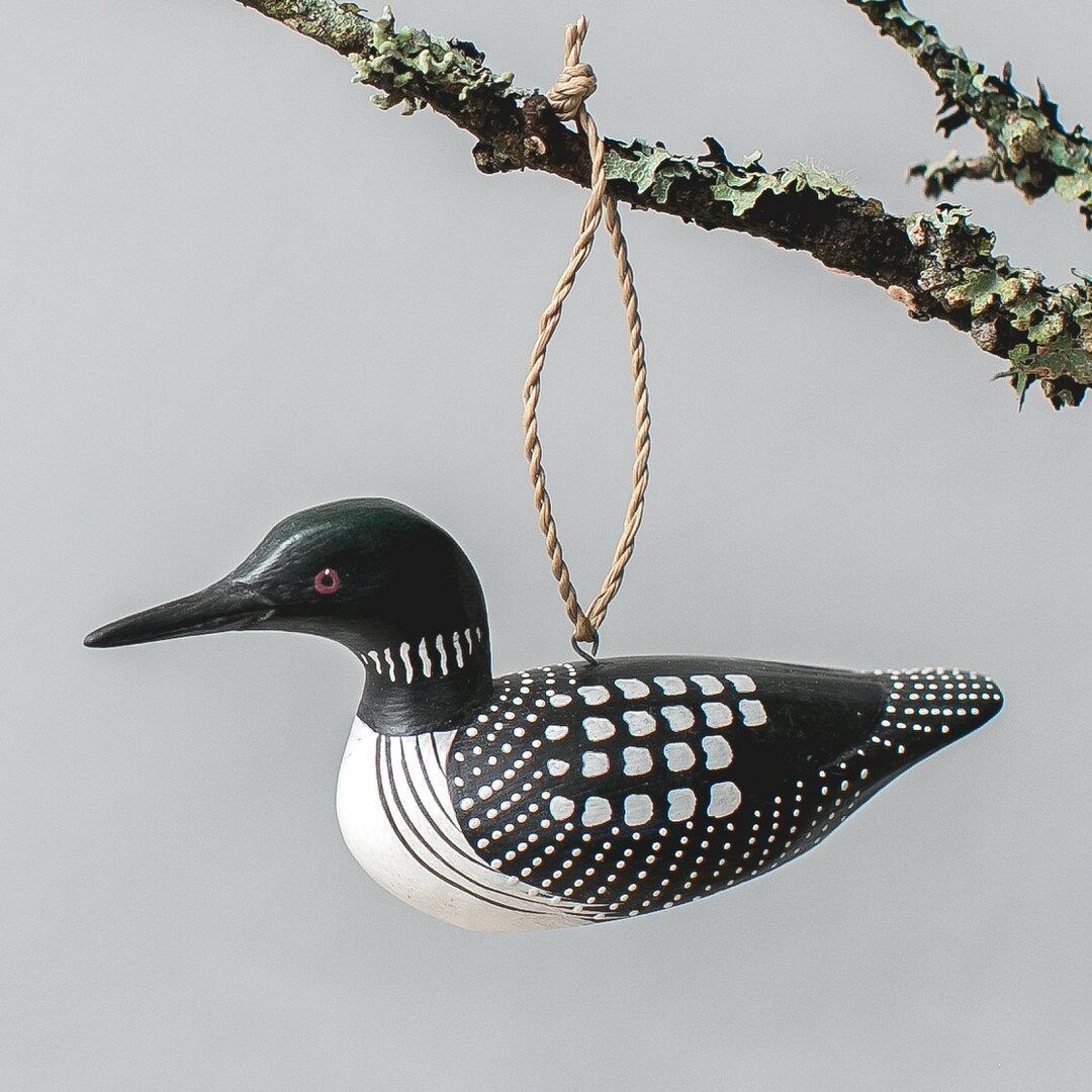 Hand Carved Wooden Loon Ornament – 5"l | Hanging Loon Decor | Cabin ...