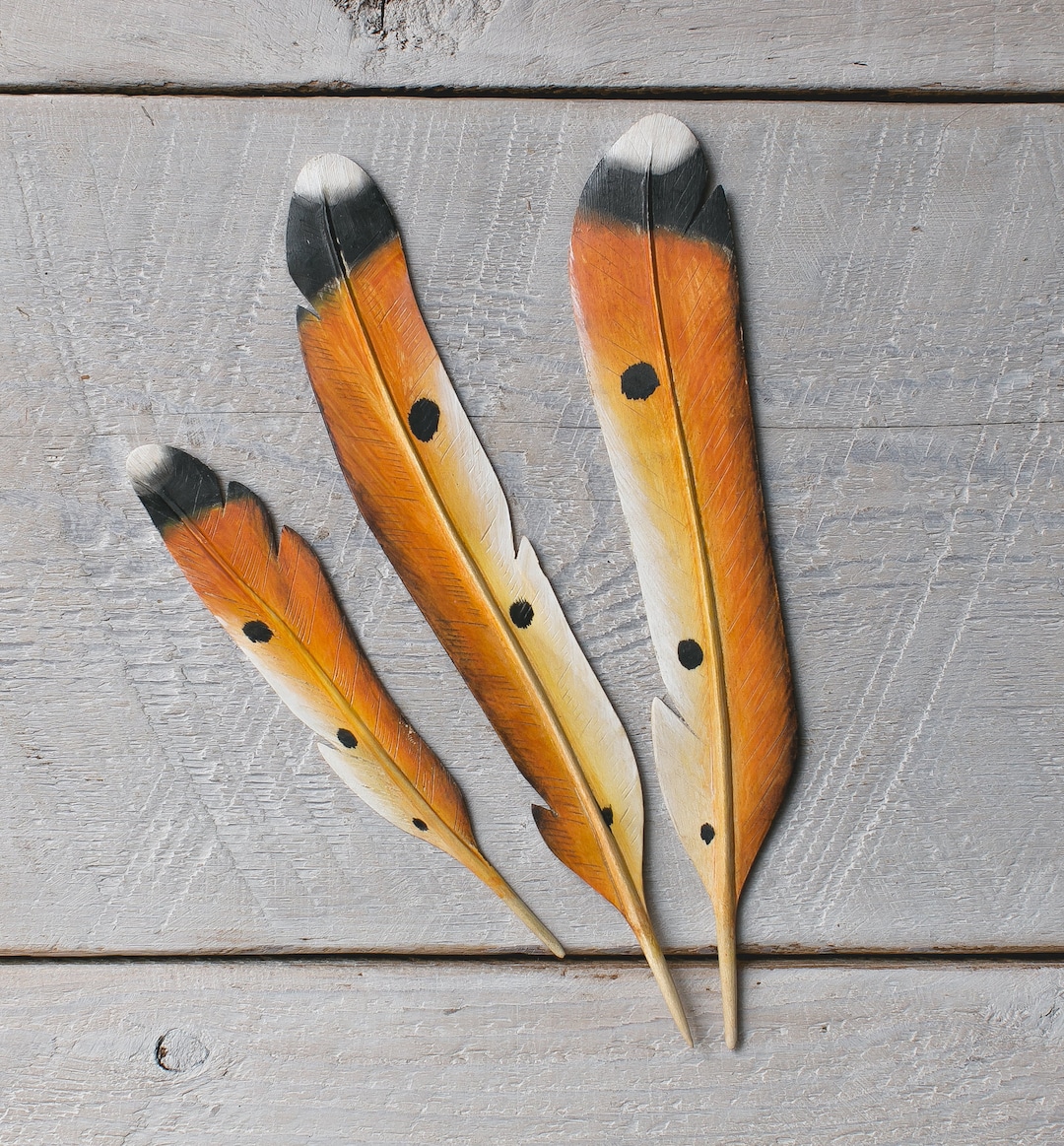 Kestrel- Hand Carved Wooden Feathers - Etsy