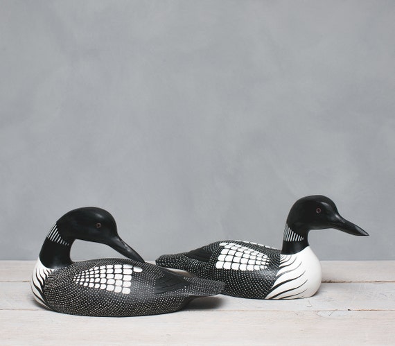 Loon Pair Large 15-17l Hand Carved Wooden Bird - Etsy