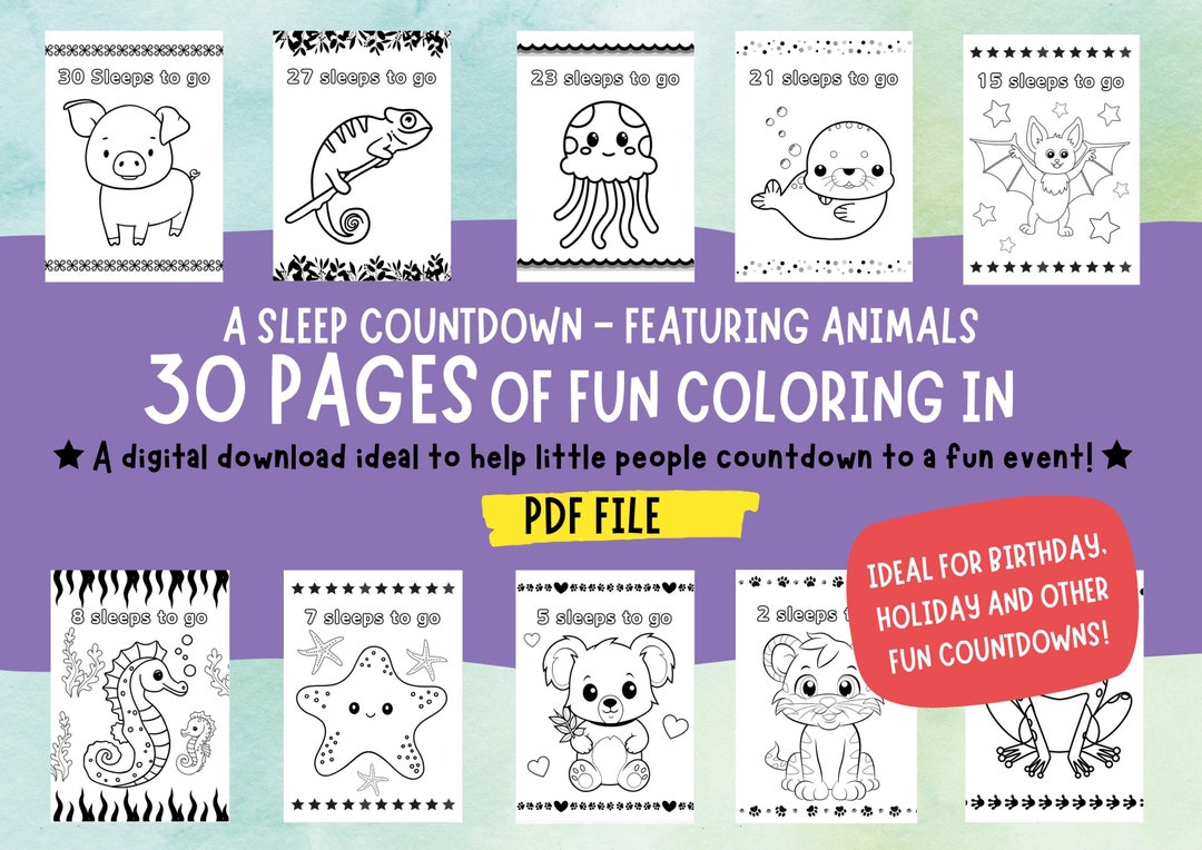Animal Coloring Pages - 30 Pages of Animal Countdown Coloring, Perfect ...