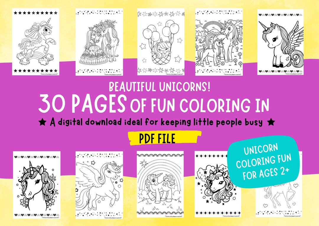 Unicorn Coloring Pages - 30 Pages. Instant Download - Etsy