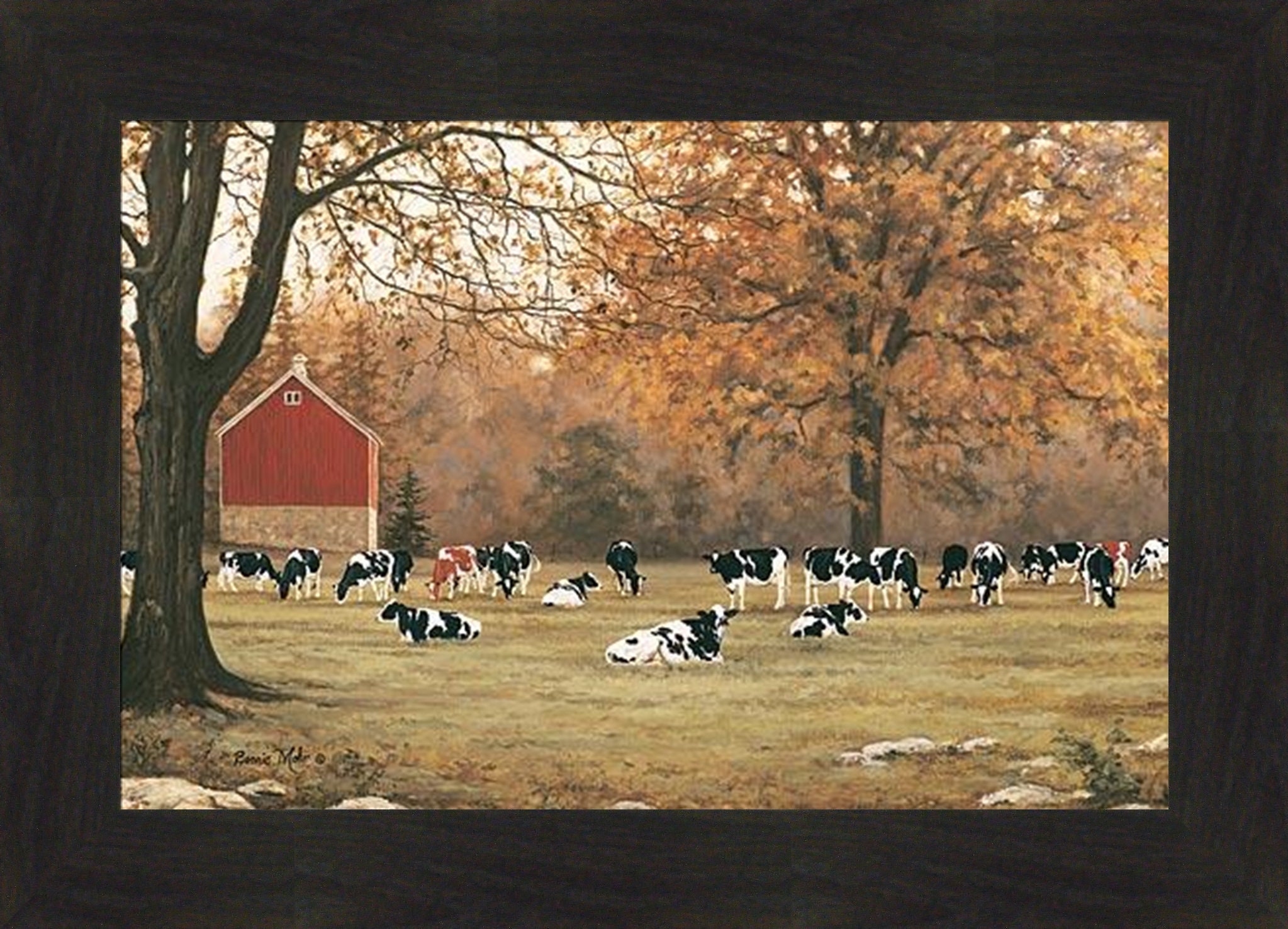 Under the Autumn Oaks by Bonnie Mohr 16x22 Cows Field Oak Trees Fall ...