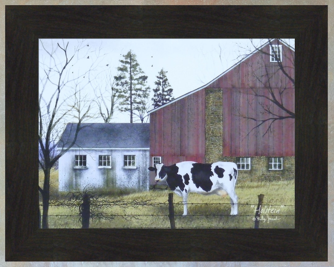 Holstein by Billy Jacobs 16x20 Cow Barn Farm Country Primitive Folk Art ...