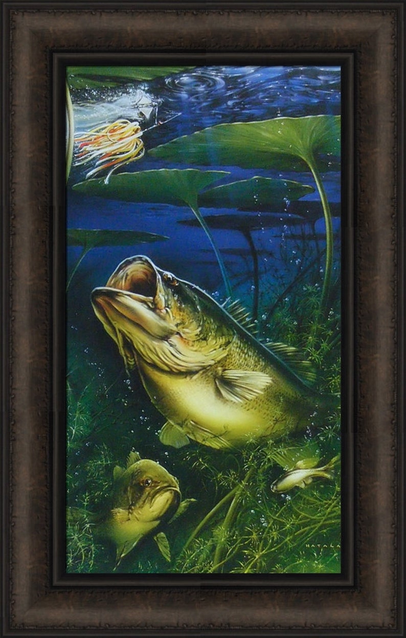 Largemouth Bass by Dan Hatala 14x22 Fish Fishing Lake Framed - Etsy