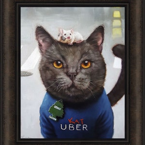 Cat Uber by Lucia Heffernan 16x19 Mouse Transportation Air Freshener ...