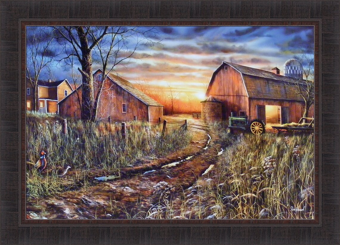 Days Gone by by Jim Hansel 24x33 Farm Barn John Deere Tractor Pheasant ...