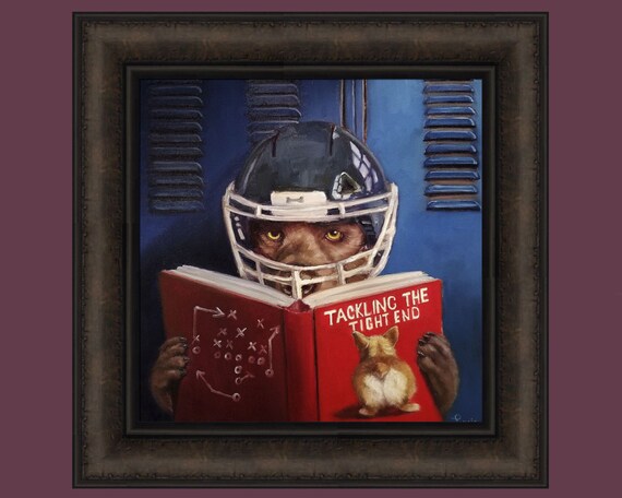 Game Plan No. 2 by Lucia Heffernan 16x16 Football Playing Dog | Etsy