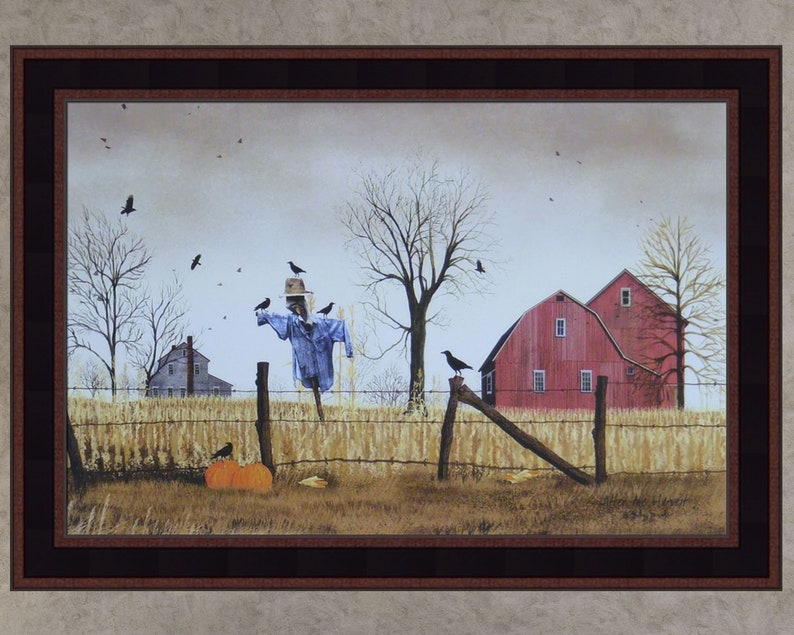 After the Harvest by Billy Jacobs 16x22 Scarecrow Corn Field Barn Farm ...