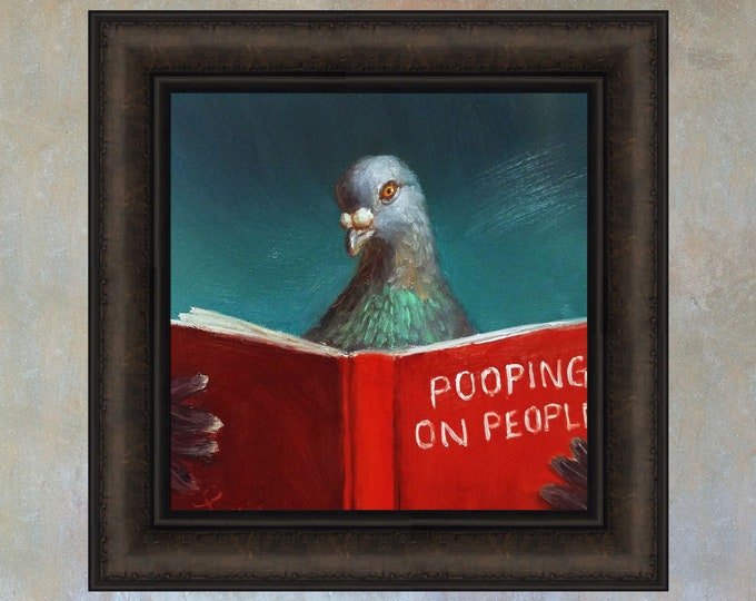 Pooping on People by Lucia Heffernan 16x16 Pigeon Bird Reading Book ...