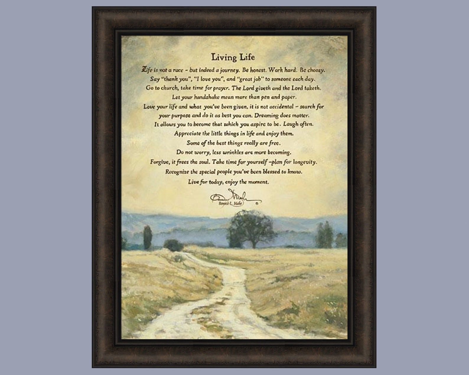 Living Life by Bonnie Mohr 22x28 Inspirational Quote Dirt Road Trees ...