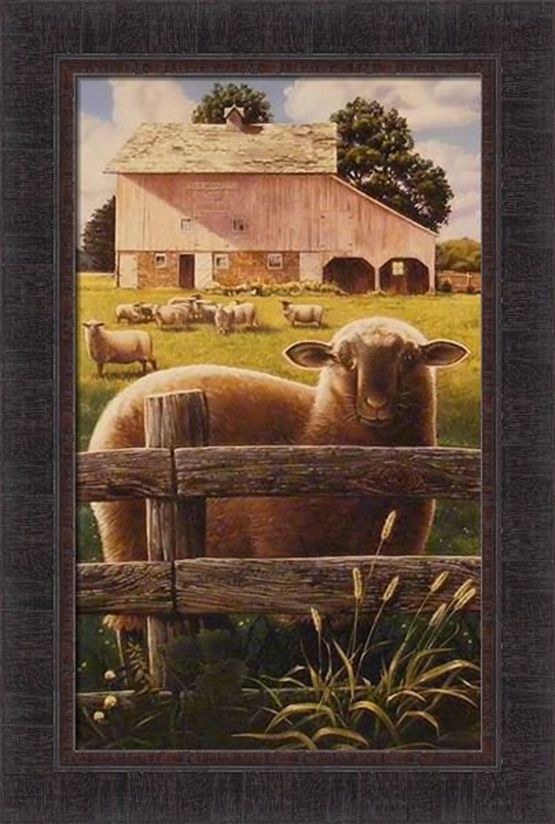 Old Homestead by Doug Knutson 19x28 Sheep Barn Farm Fence Framed Art ...