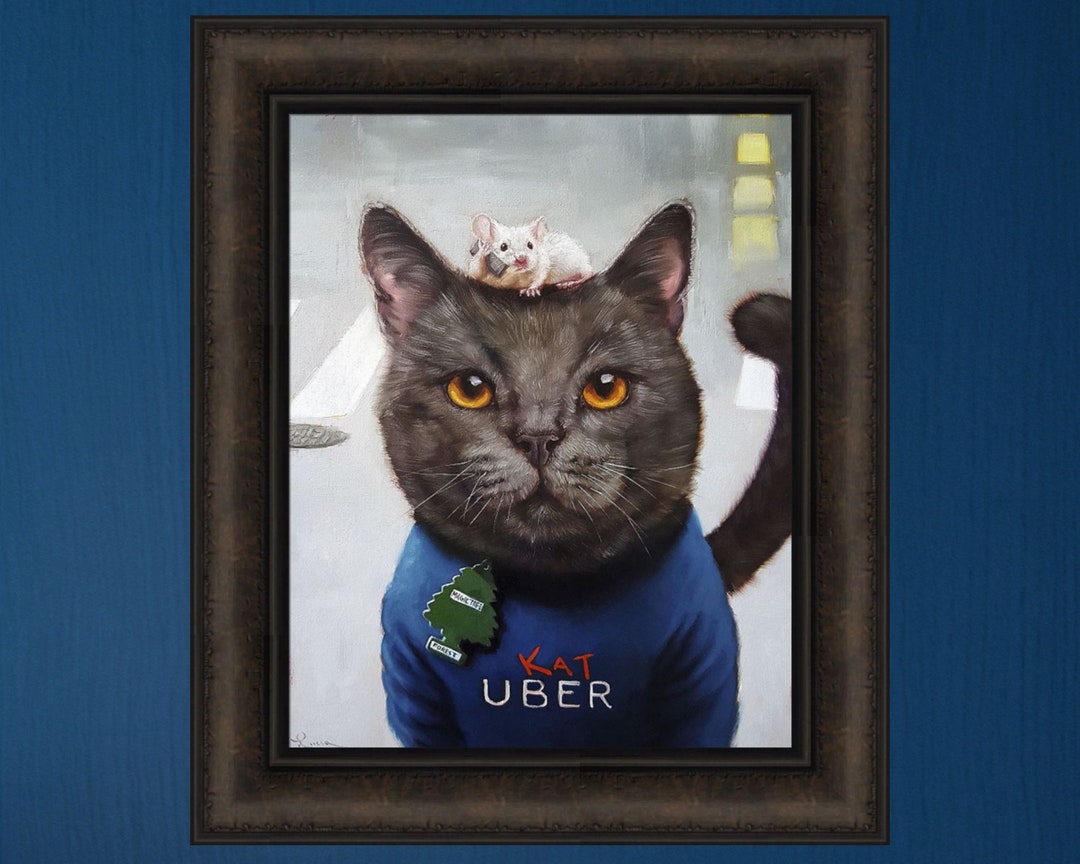 Cat Uber by Lucia Heffernan 16x19 Mouse Transportation Air Freshener ...