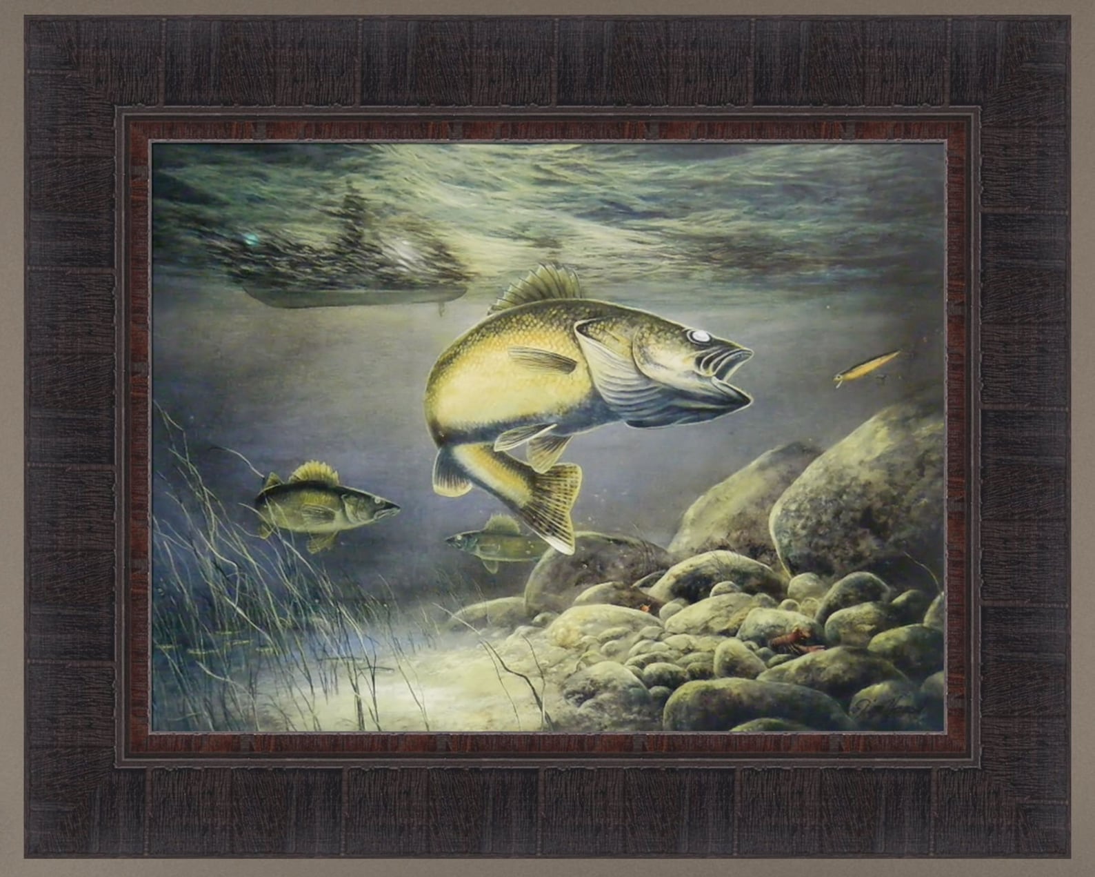 Taking the Bait by Jim Hansel 17x21 Fish Walleye Fishing Framed Art ...